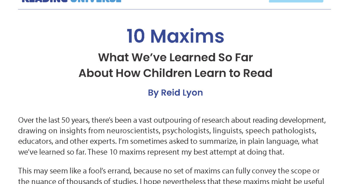 Reading Universe | 10 Maxims: What We've Learned So Far About How…
